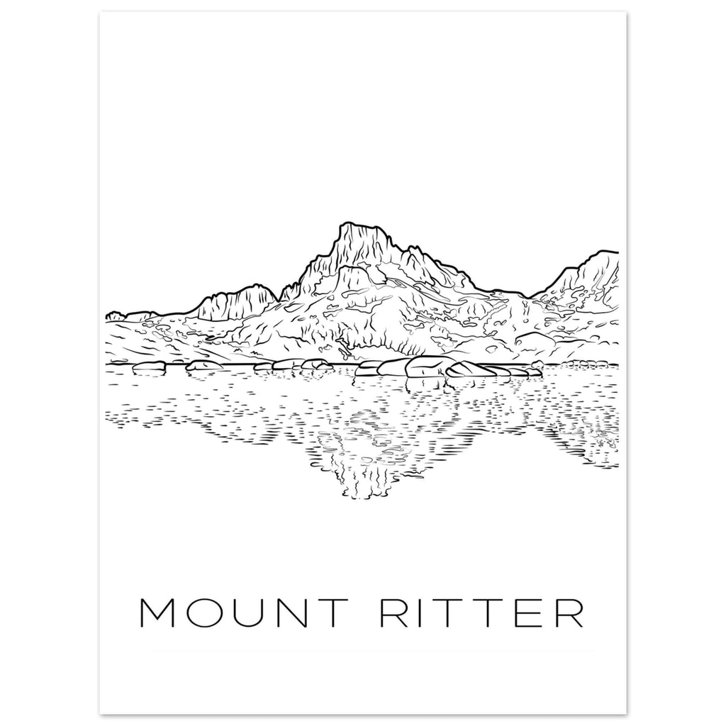 Mount Ritter - Black & White Wall Art Poster of impressive skyline of ...