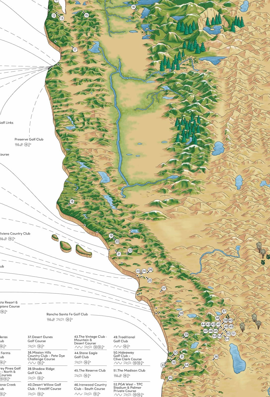 The California Golf Map - 83 of Cali's Top Courses, 1 Amazing Golf Map ...