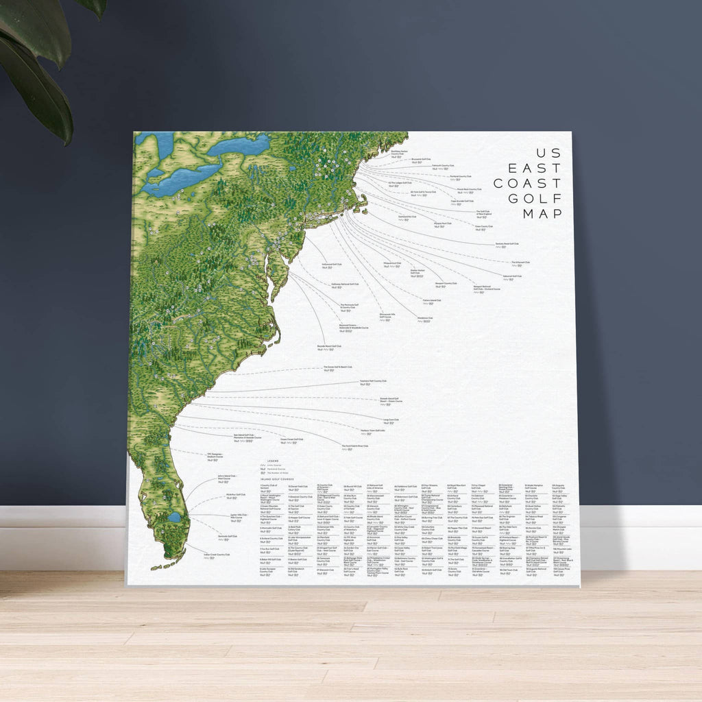 The US East Coast Golf Map - 108 Top Courses on a Hand-Drawn Map ...