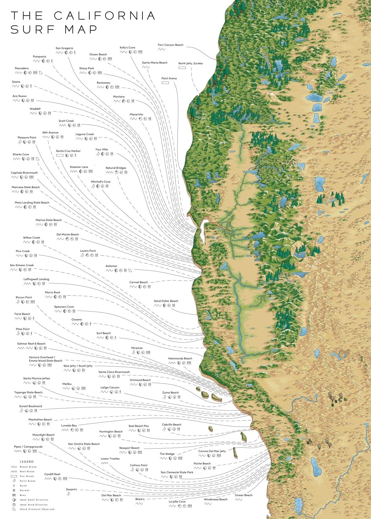 The California Surf Map Beach Towel – Malin & Mizen
