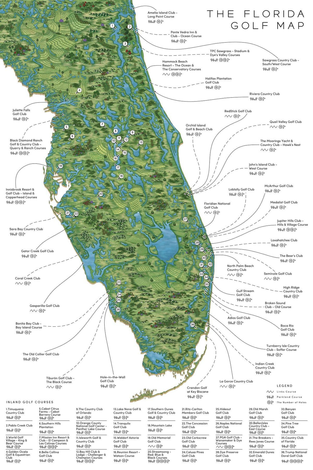 The Florida Golf Map - 77 of Florida's top Golf courses. – Malin & Mizen