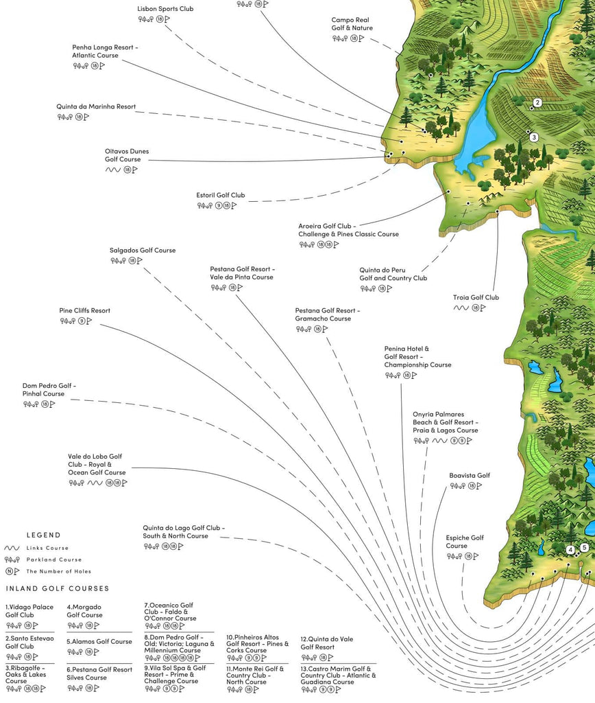The Portuguese Golf Map - 40 Top Courses on a Stunning Hand-Drawn Map ...