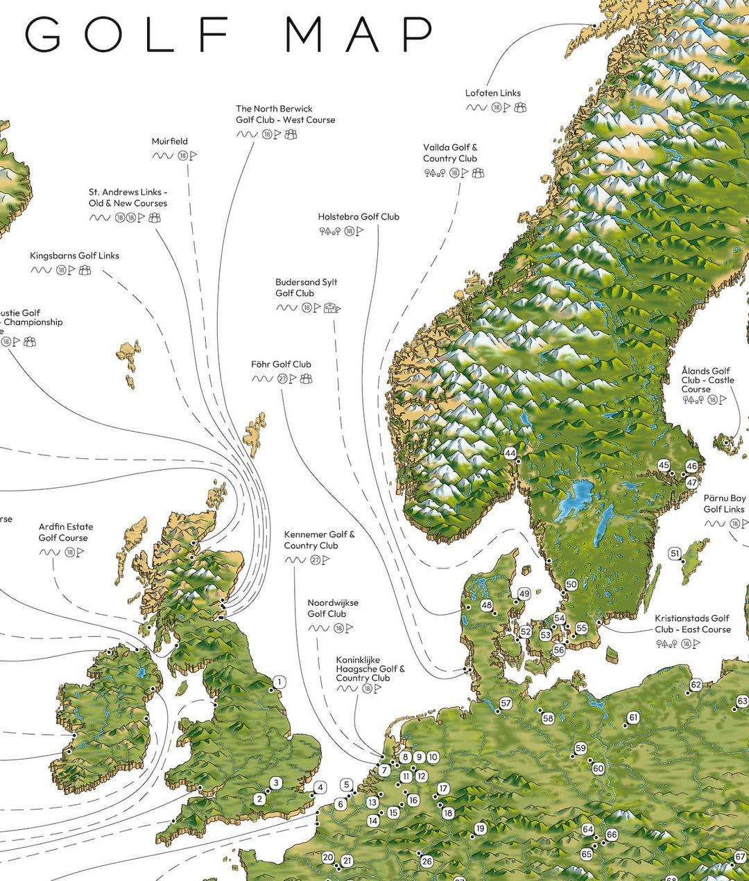 The European Golf Map - ⛳ 151 of the Europe's Top Golf Courses – Malin ...