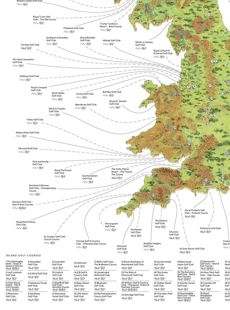 The British Golf Map - 162 of Britain's top Golf courses, 1 amazing map ...