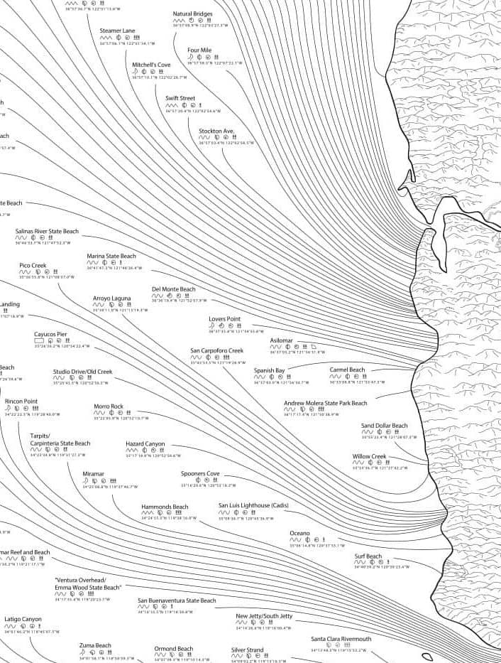 The Minimalist California Surf Map - 130 great surf spots, 1 amazing ...