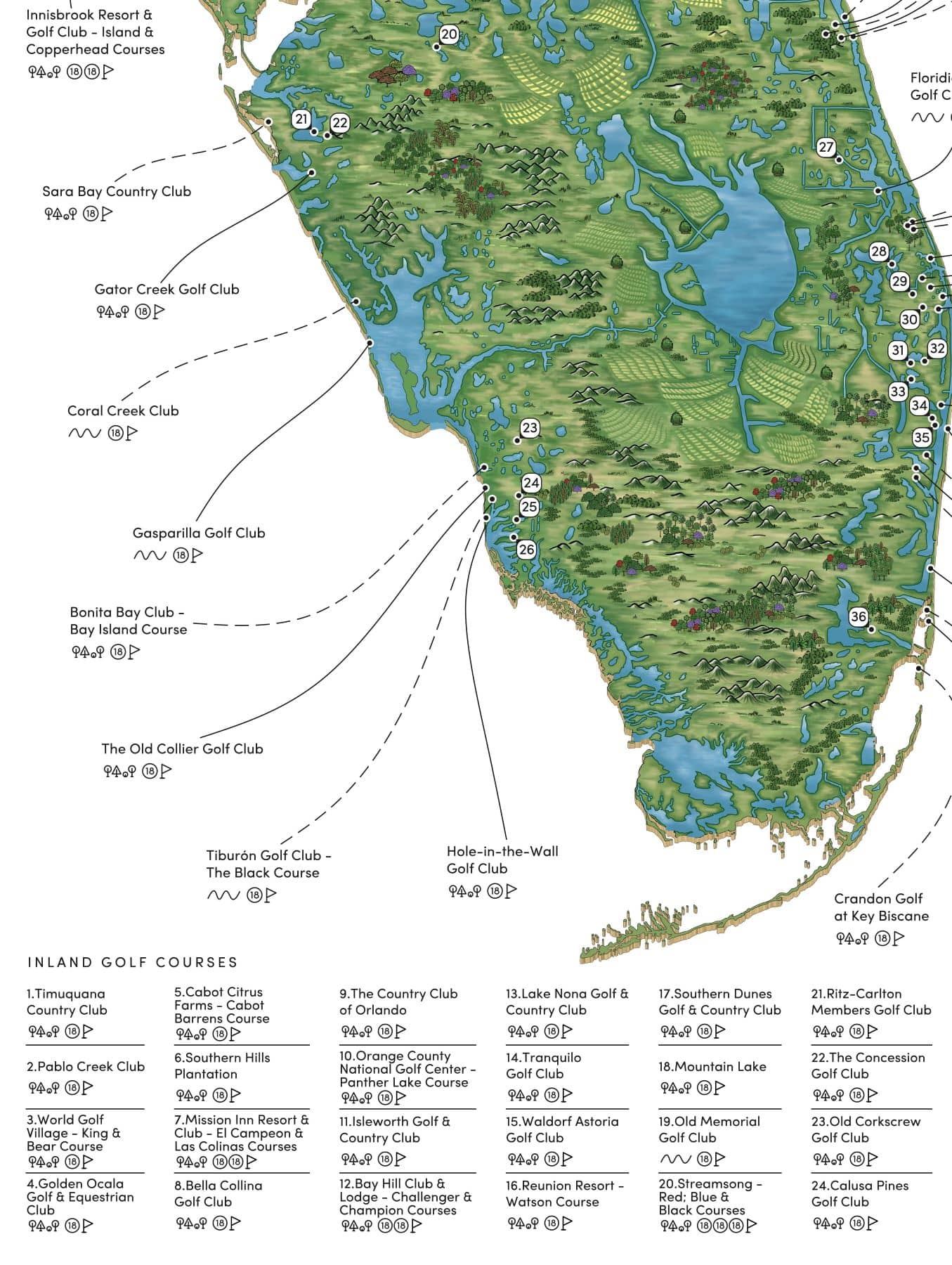 The Florida Golf Map - 77 of Florida's top Golf courses. – Malin & Mizen
