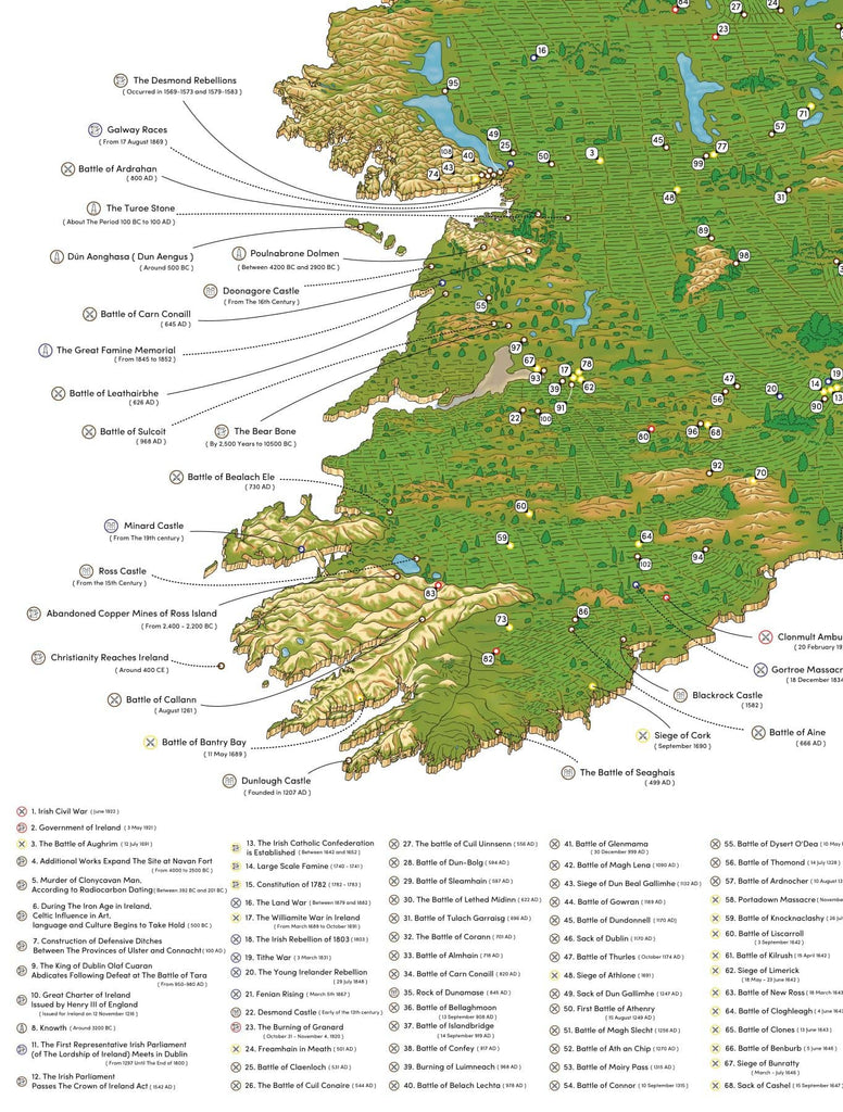 The Irish History Map - 192 of the top historical locations in Ireland ...