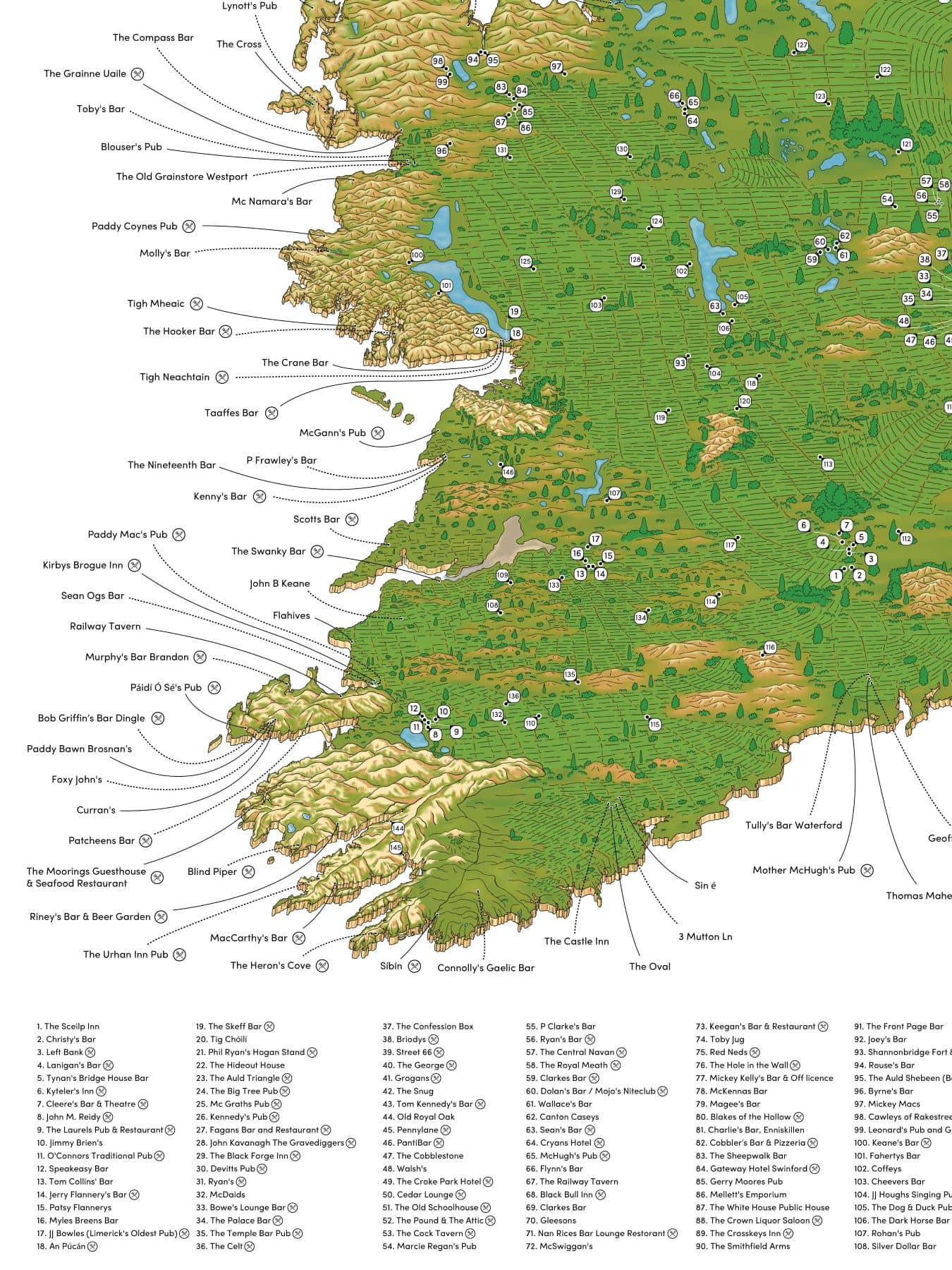 The Irish Pub Map - 258 Authentic Irish Pubs – Malin & Mizen