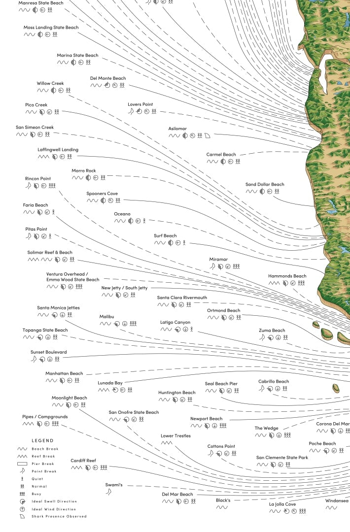 The California Surf Map Beach Towel – Malin & Mizen