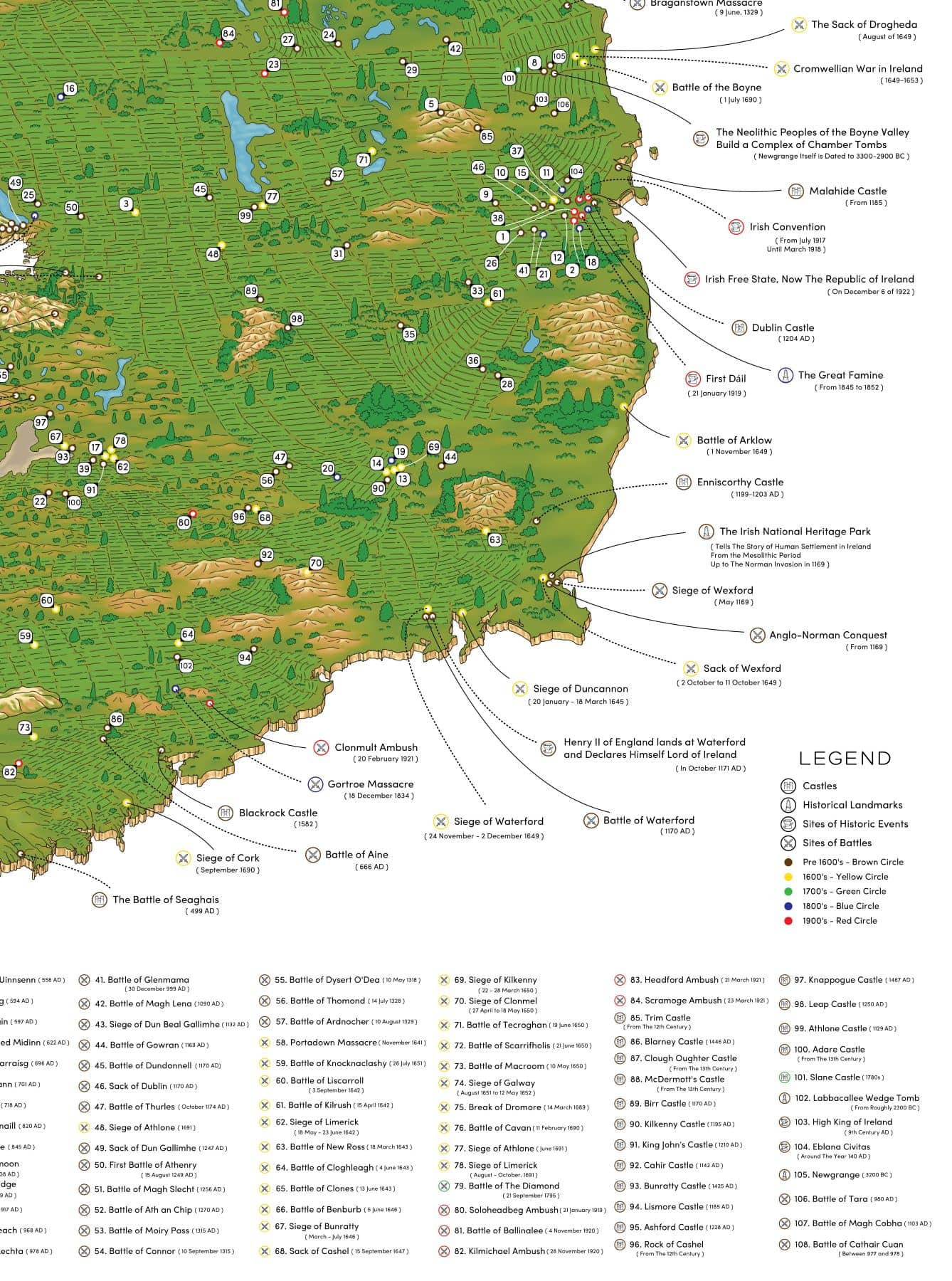 The Irish History Map - 192 of the top historical locations in Ireland ...