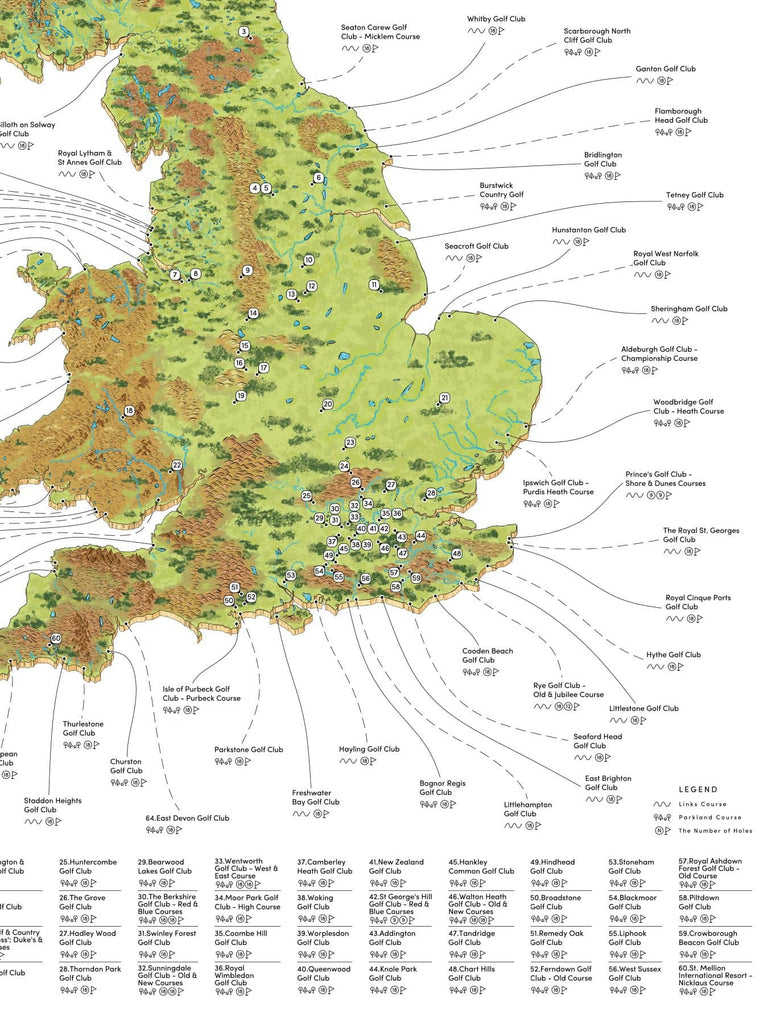 The British Golf Map - 162 of Britain's top Golf courses, 1 amazing map ...