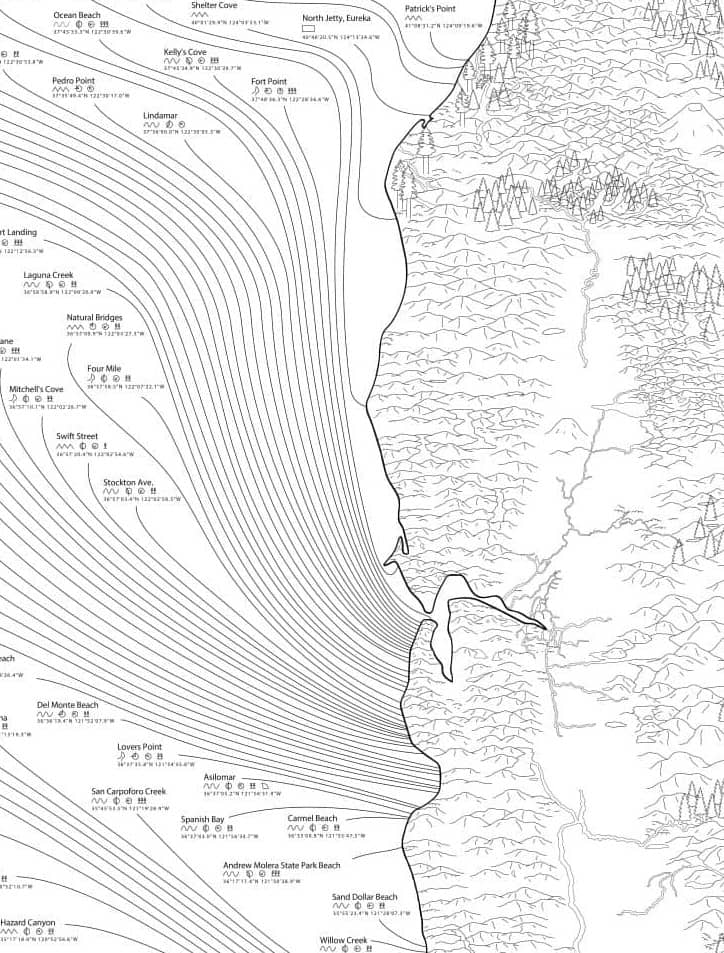 The Minimalist California Surf Map - 130 great surf spots, 1 amazing ...