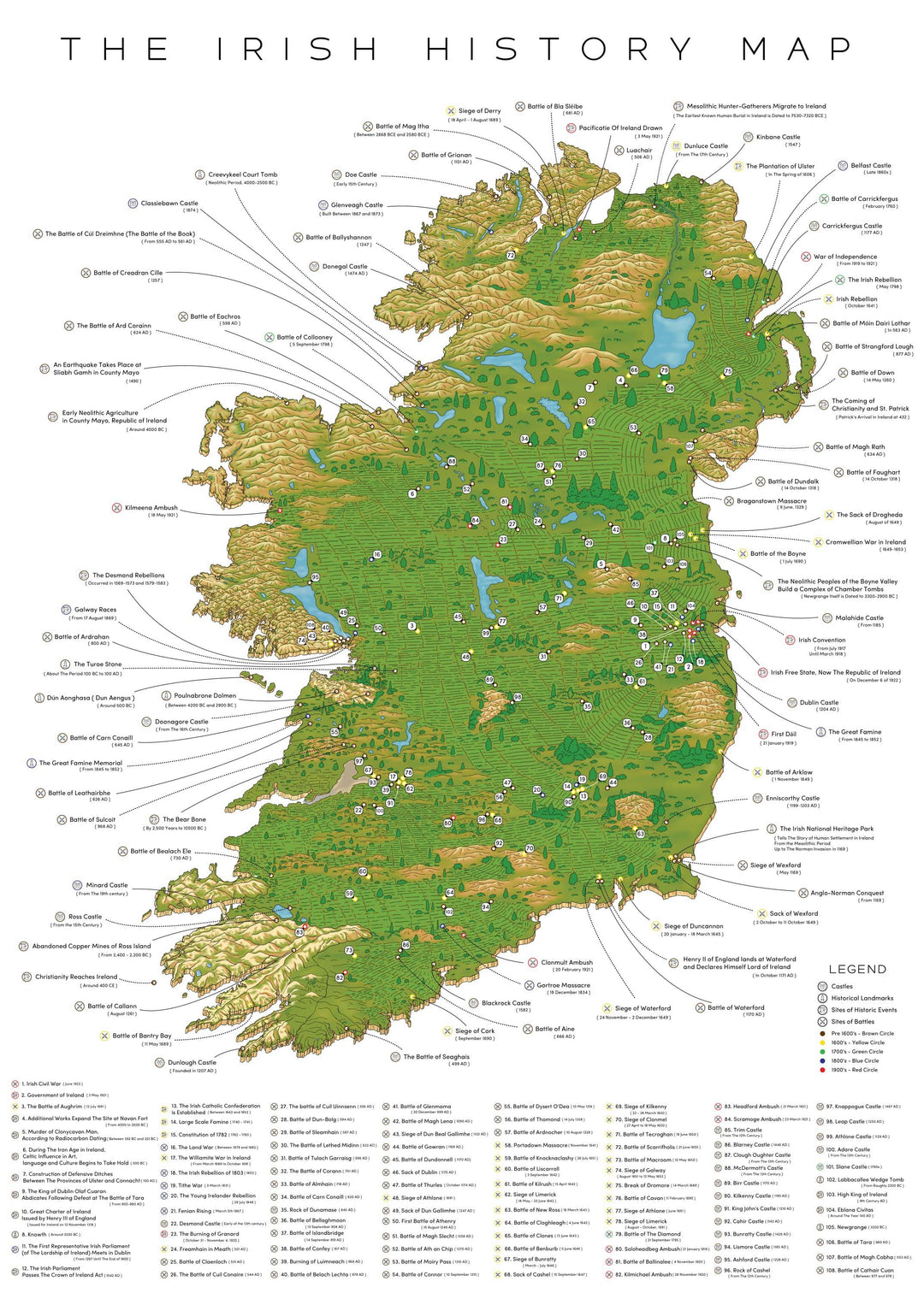 The Irish History Map - 192 of the top historical locations in Ireland ...