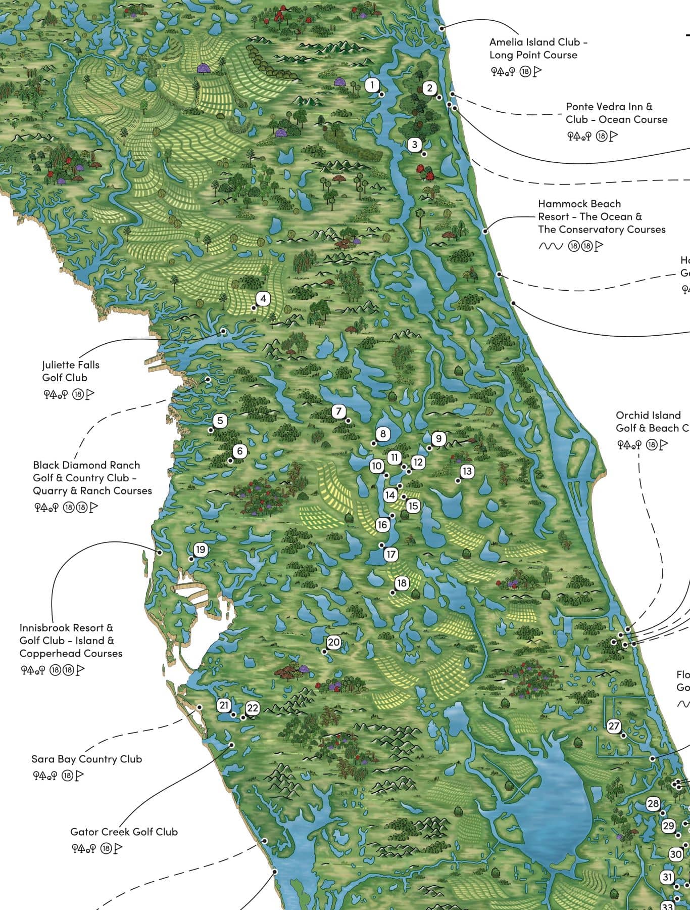 The Florida Golf Map - 77 of Florida's top Golf courses. – Malin & Mizen
