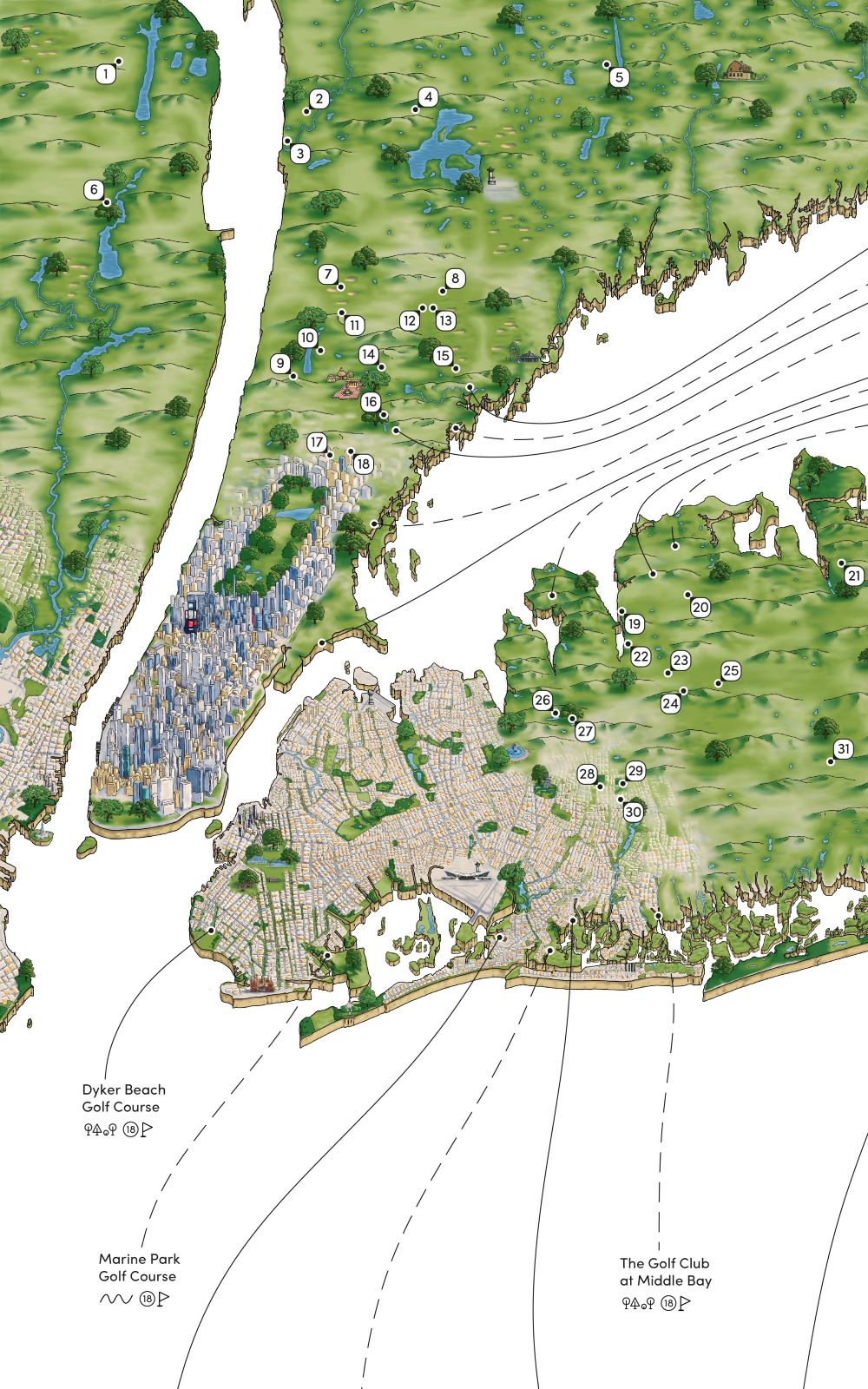 The New York Golf Map - 64 of NY's Top Courses, 1 Amazing Golf Map ...