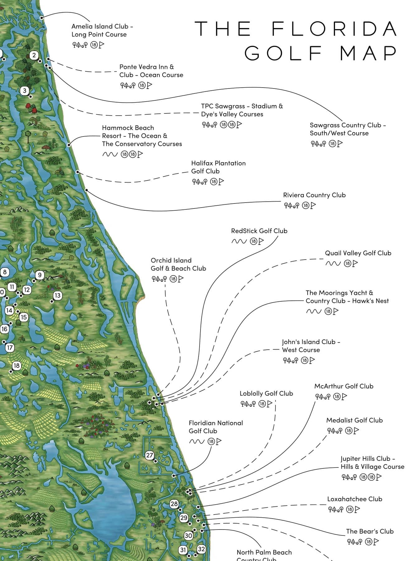The Florida Golf Map - 77 of Florida's top Golf courses. – Malin & Mizen