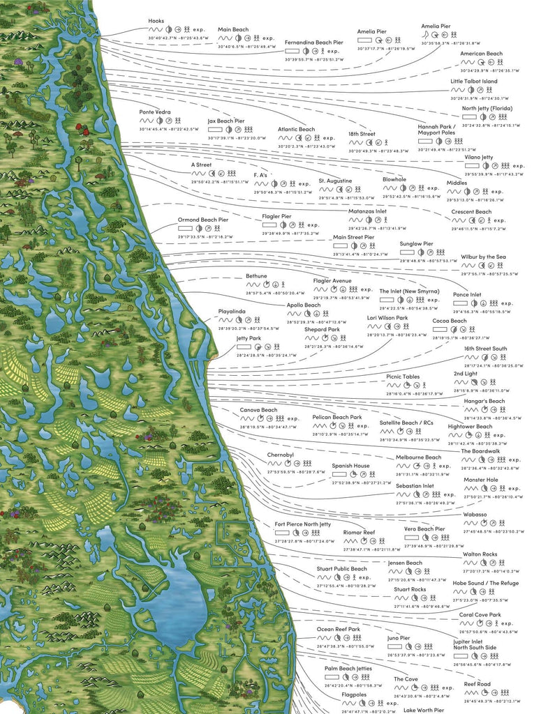 The Florida Surf Map - 116 of Florida's best Surf spots. – Malin & Mizen