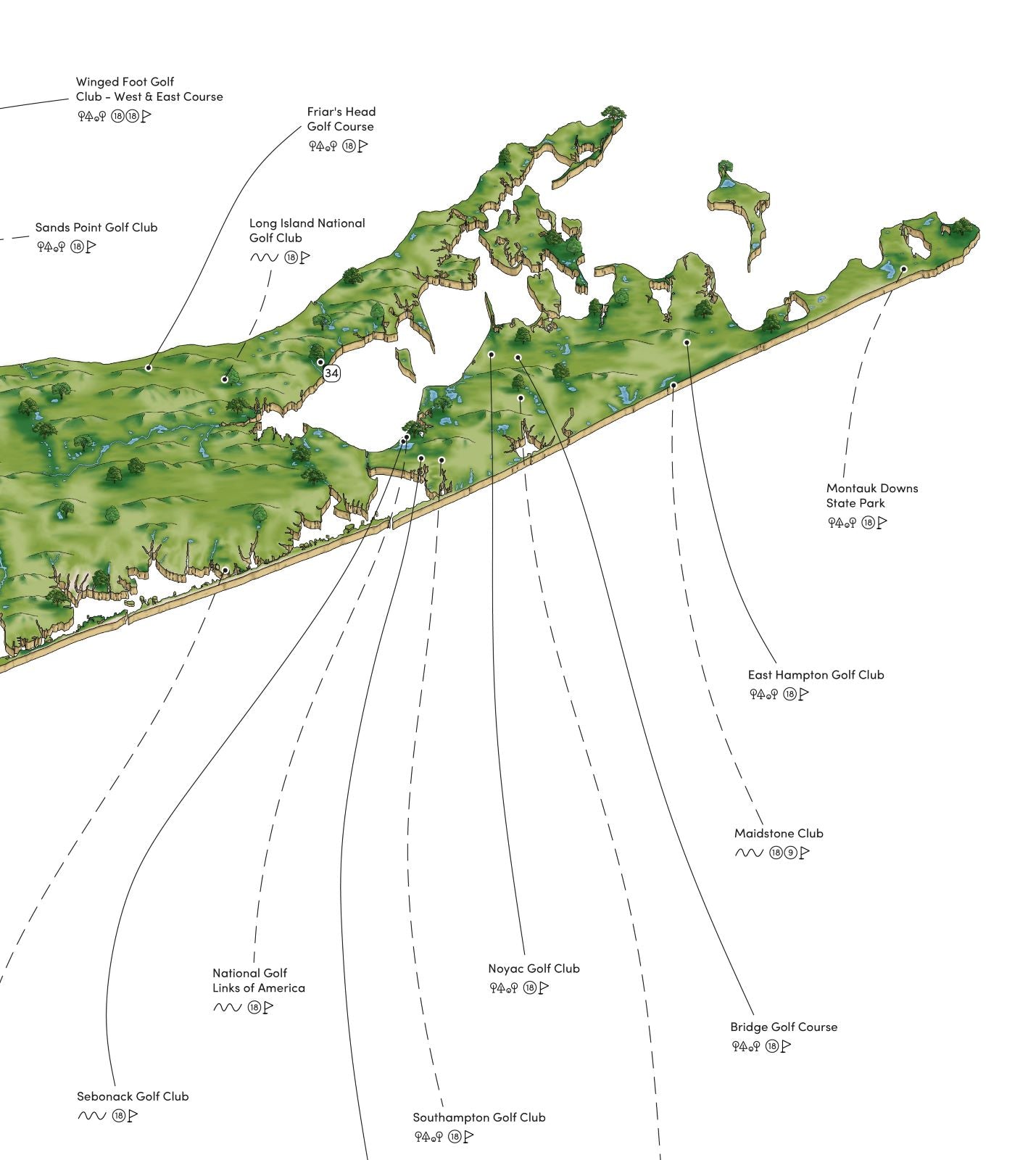 The New York Golf Map - 64 of NY's Top Courses, 1 Amazing Golf Map ...