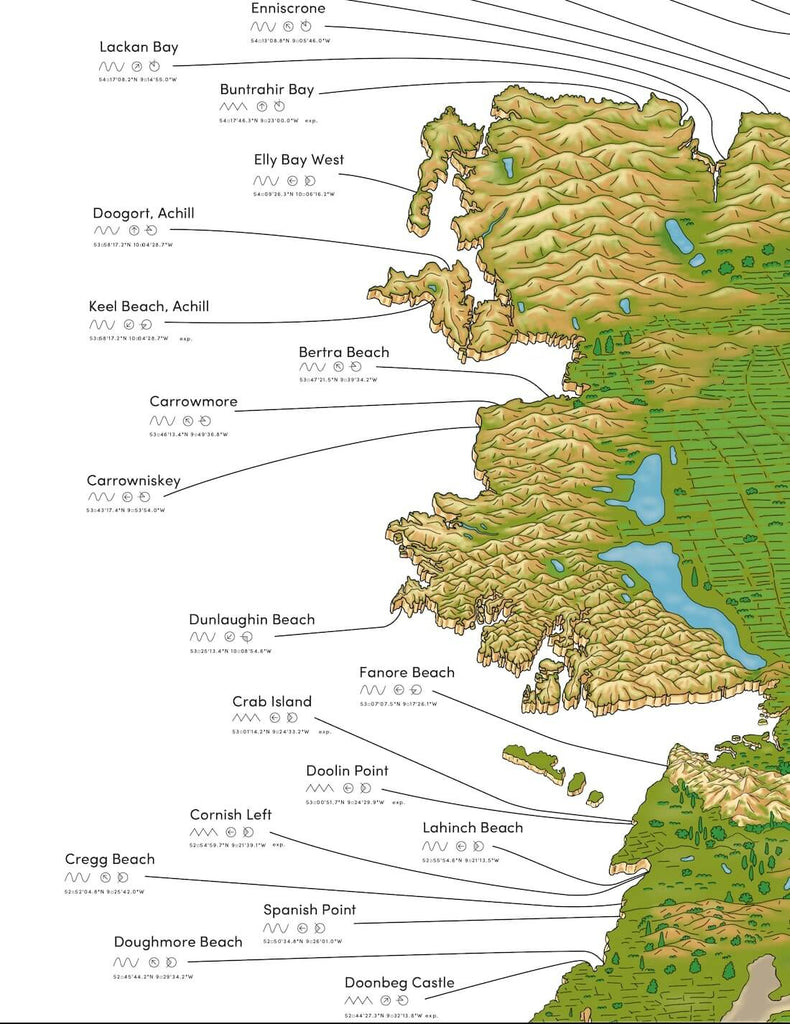 The Irish Surf Map - Large Beach Towel. 80 surf spots, 1 superb towel ...
