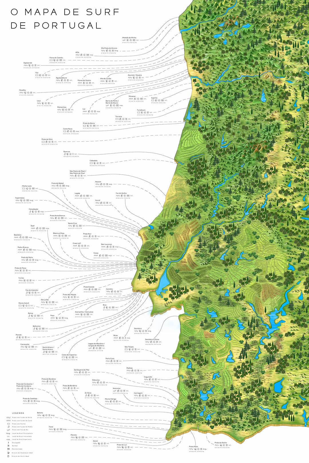 The Portuguese Surf Map - 86 Surf Spots with GPS & Wind/Swell Info ...