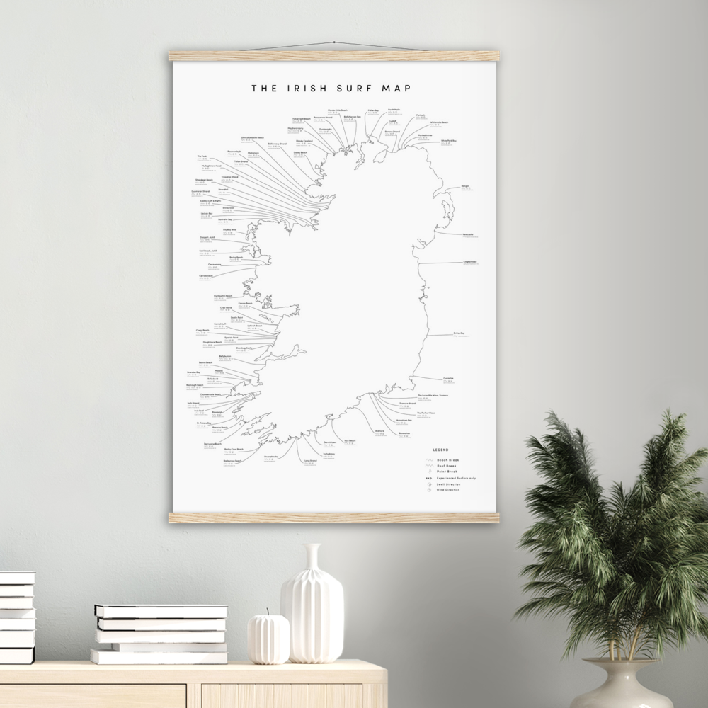 The Irish Surf Map - Minimalist Wall Print. 80 of the Best Surf Spots ...